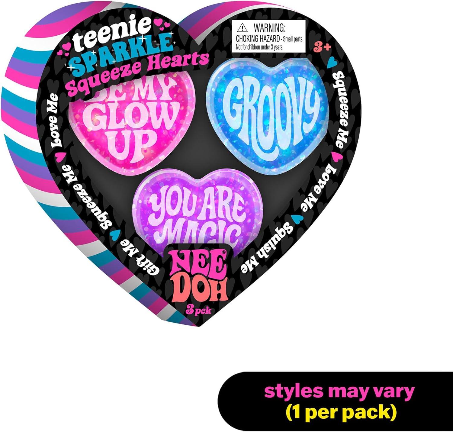 Schylling Needoh Teenie Sparkle Hearts – Sensory Squeeze Toy – Colors ...